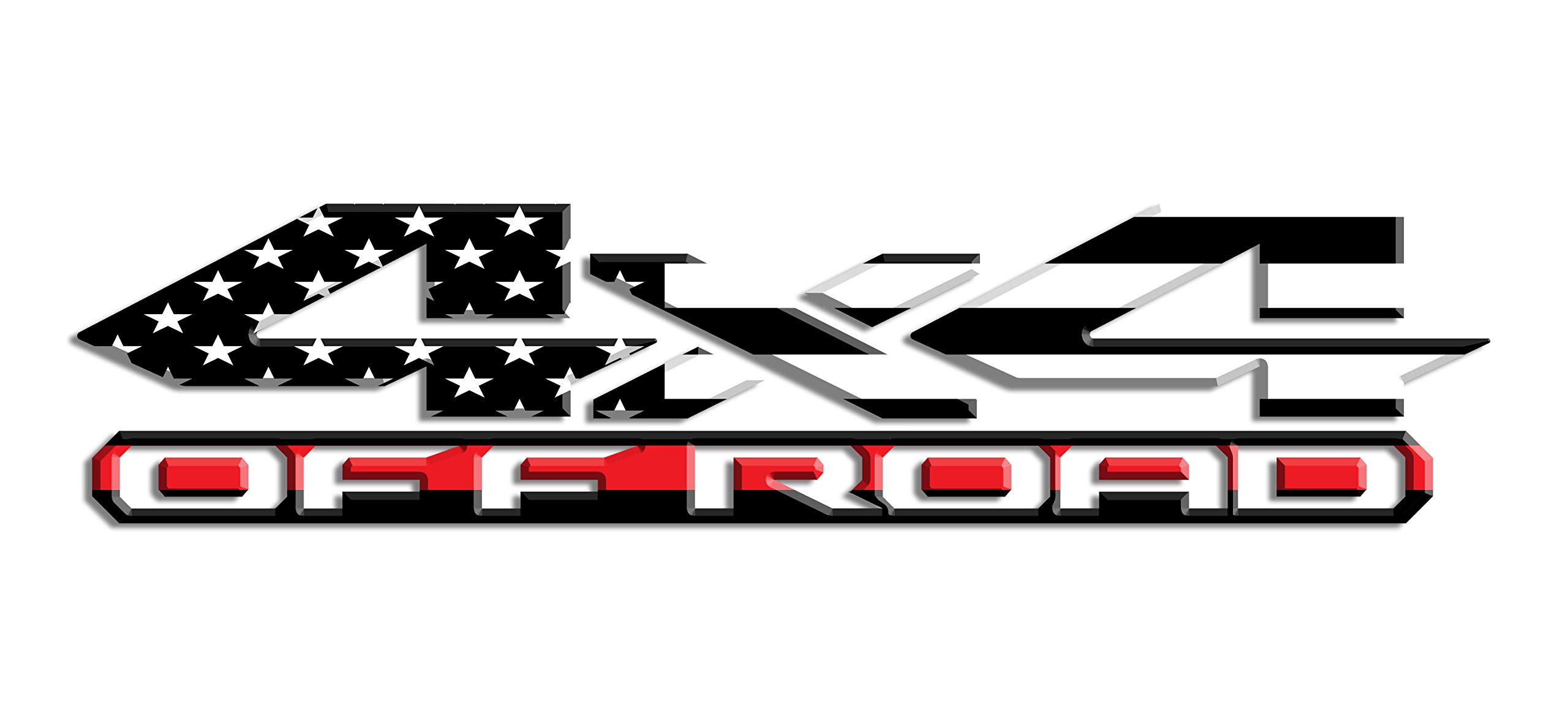2 x Matte 4x4 Off Road 3D Amreican Flag Black & White Thin Red Line Bedside Vinyl Decals Fits New Dodge Ram 1500 2500 3500 Power Wagon