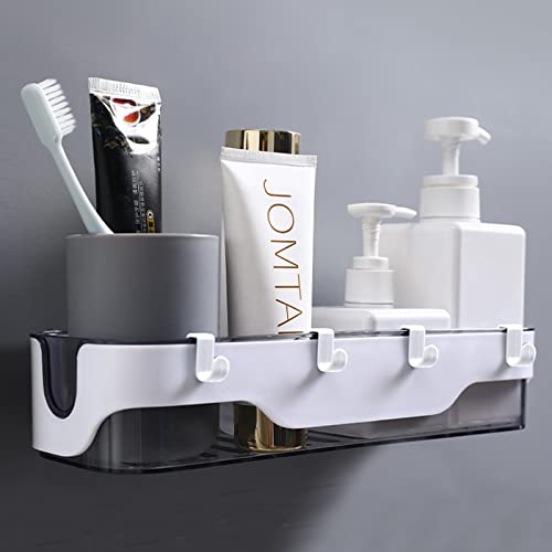 Potenco Shower Caddy Shelf Organizer Storage 2 Pack, Wall Adhesive Shower Holder for Shampoo No Drilling, Rustproof Storage Rack Shower Shelf Suction Removable for Bathroom Kitchen Bedroom