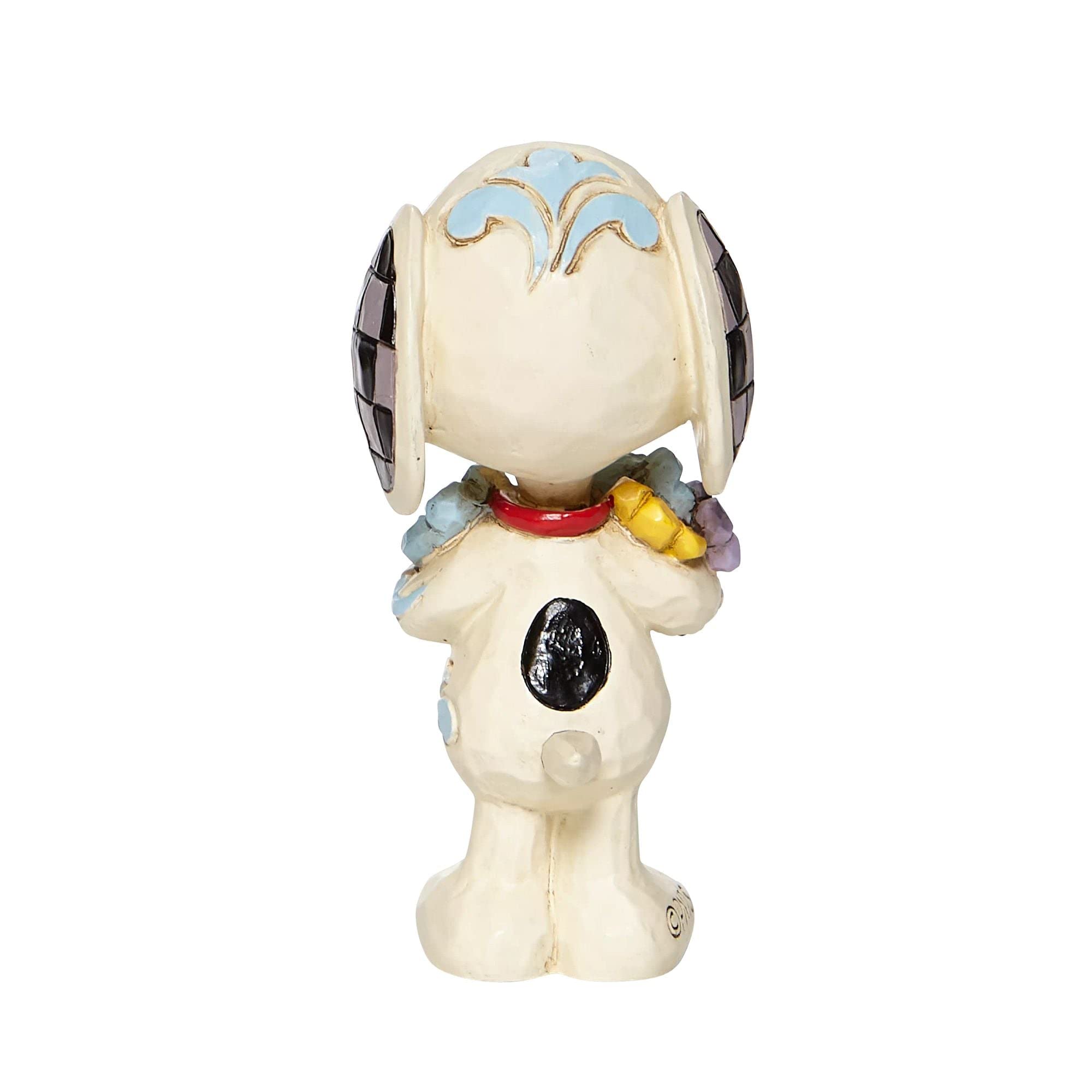 Enesco Peanuts by Jim Shore Snoopy Holding Spring Flowers Miniature Figurine, 3 Inch, Multicolor White
