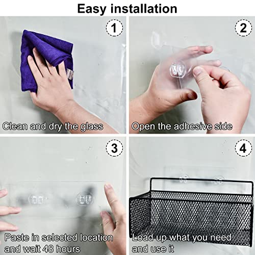 AccEncyc 2 Pack Shower Caddy Adhesive Replacement Heavy Duty Strong Sticky Hooks for Bathroom Shower Caddy Corner Shelf Clear - Double Hook