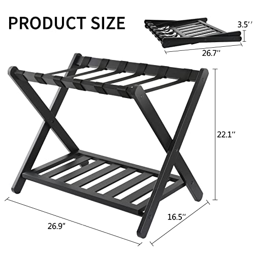 Generic Brands Folding Luggage Rack, Ror Guest Room, Double-Layer Luggage Rack, Easy to Assemble for use in bedrooms, Guest Rooms, Hotels(Updated)