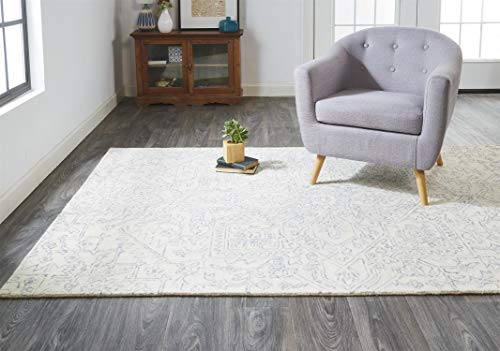 Feizy Rugs - Belfort Collection, Transitional Floral Area Rug - Gray/Ivory 8' x 10'