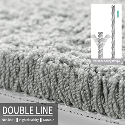 Yimobra Bathroom Rugs, Extra Soft Comfortable Bath Rugs, Non-Slip, Water Absorbent and Thick Bathroom Floor Mat, Machine Washine, Shaggy Rugs for Shower Bathtubs, 24"x17", Pure Grey