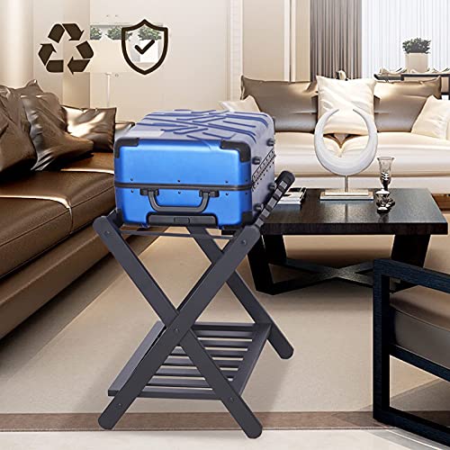Generic Brands Folding Luggage Rack, Ror Guest Room, Double-Layer Luggage Rack, Easy to Assemble for use in bedrooms, Guest Rooms, Hotels(Updated)