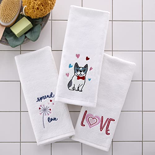 SKL Home by Saturday Knight Ltd. Valentine's Day Spread Love Hand Towel Set, White 2 Pack