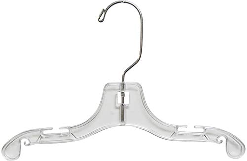 Clear Plastic Baby Top Hanger, Box of 100 Small 10 inch Space Saving Infant hangers w/ Notches and 360 Degree Chrome Swivel Hook by The Great American Hanger Company