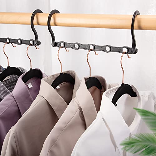 HOUSE DAY Black Magic Hangers 10 Pack and Black Velvet Hangers 50PK,Space Saving Hangers Set