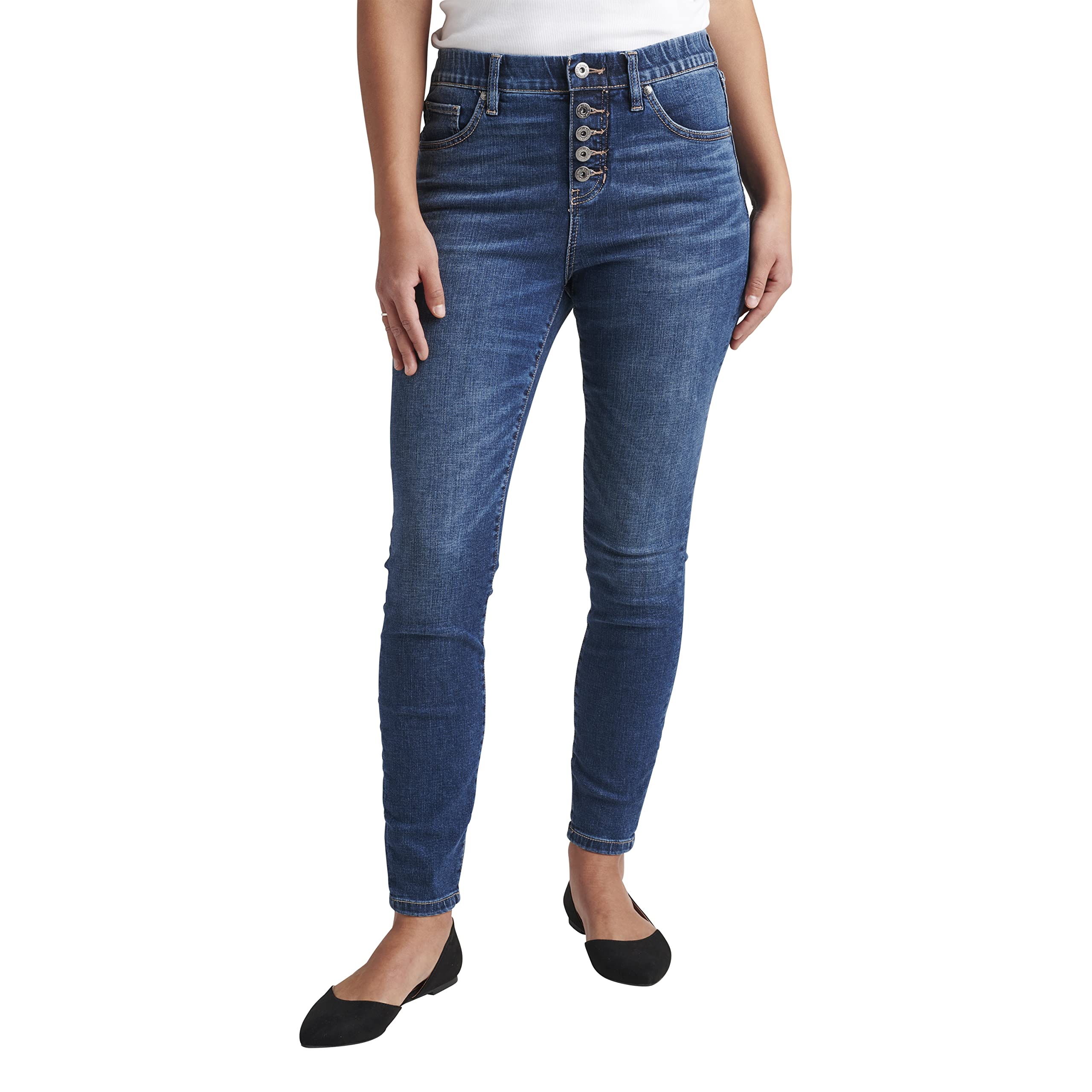 JAG Jeans Women's Valentina High Rise Skinny Pull-on Jeans-Legacy, Tribeca Blue, 10