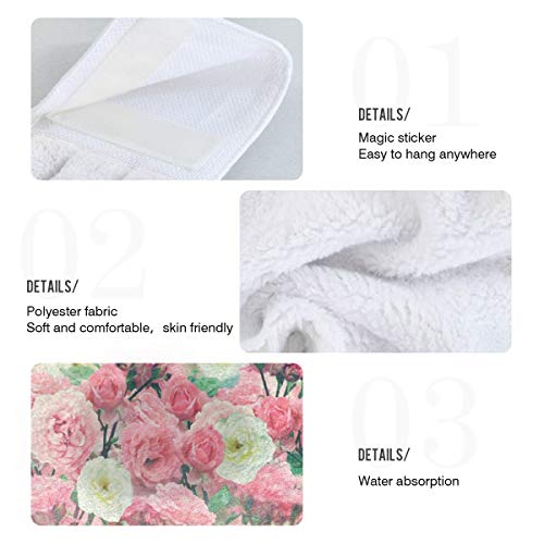 Red Cardinal Rose Kitchen Hand Towel Home Decorative Hanging Tie Towels 2PCS Super Soft Absorbent WashCloth Tie Towels for Home Bathroom Farmhouse Housewarming Tabletop, 12x17Inches