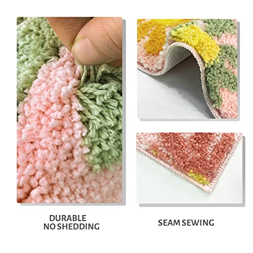 DESIHOM Cute Daisy Flower Non Slip Bathroom Rugs Pink Floral Absorbent Bath Floor Mat Soft Bathmat Washable Small Microfiber Bath Matt Bathroom Decor-16''x24''