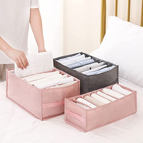 Pants Organizer, Clothes Organizer with Foldable and Washable Clothes Organizer for Folded Clothes for Pants Jeans and Sweater, 2 x 7 Grids