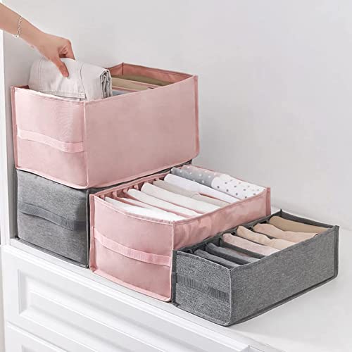 Pants Organizer, Clothes Organizer with Foldable and Washable Clothes Organizer for Folded Clothes for Pants Jeans and Sweater, 2 x 7 Grids