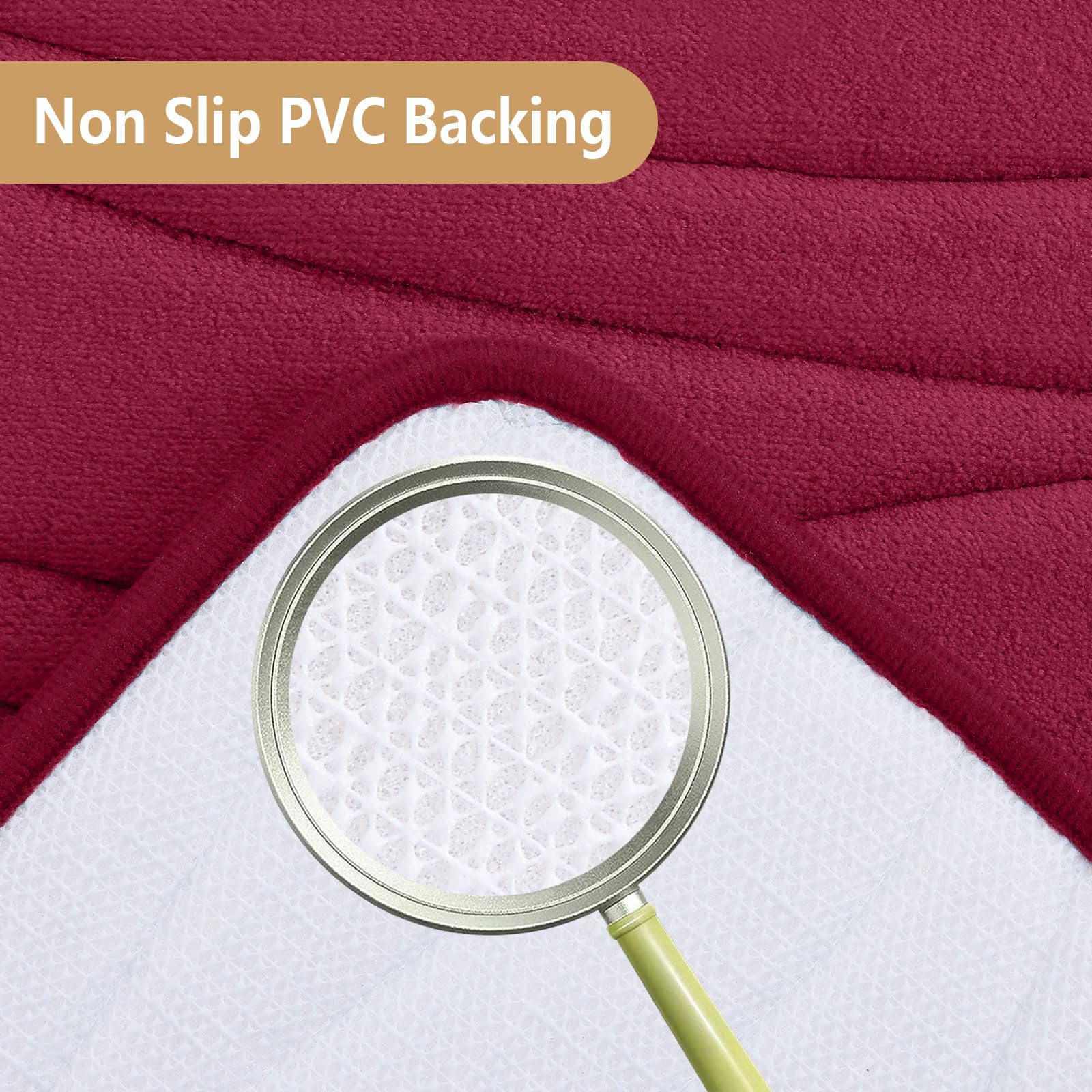 Buganda Memory Foam Bathroom Rug Mat 24x16, Extra Soft and Absorbent Bath Mats, Non-Slip and Machine Washable Bath Rugs for Bathroom Floor,Tub and Shower, Burgundy
