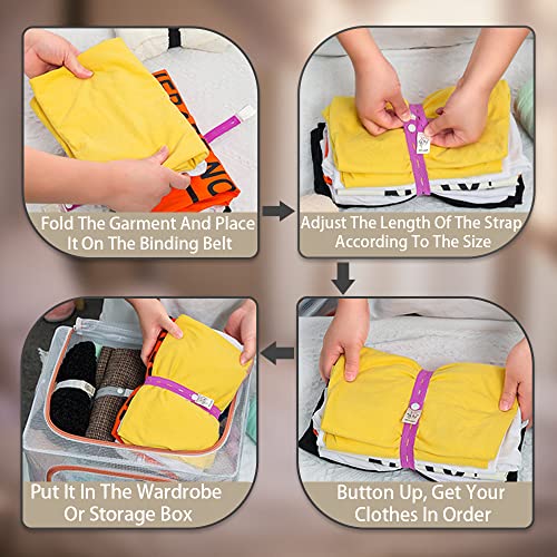 Clothing Storage Strap with Adjustable Button Elastic, Lazy Folding Clothes Storage, Organization Straps for Wardrobe, Travel, Camping (8)
