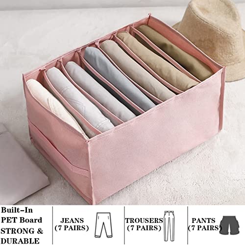 Pants Organizer, Clothes Organizer with Foldable and Washable Clothes Organizer for Folded Clothes for Pants Jeans and Sweater, 2 x 7 Grids