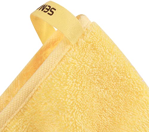 SEMAXE Cotton Washcloths Set, Highly Absorbent and Soft Feel Face Towel, Hotel Spa Bathroom Fingertip Towel,Yellow Washcloth-Pack of 12