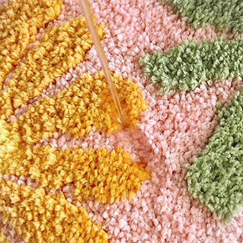DESIHOM Cute Daisy Flower Non Slip Bathroom Rugs Pink Floral Absorbent Bath Floor Mat Soft Bathmat Washable Small Microfiber Bath Matt Bathroom Decor-16''x24''