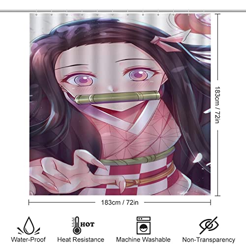 FFIS Anime ๐๐.๐๐จ๐ง ๐๐ฅ๐.๐๐๐ซ ๐๐๐ณ๐ฎ.๐๐จ Bathroom Shower Curtain Set, 4 Piece Bathroom with Waterproof Shower Curtain and Non Slip Shower Mat & Toilet Lid Cover Mat U Carpet