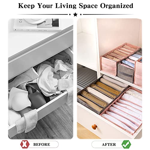 Pants Organizer, Clothes Organizer with Foldable and Washable Clothes Organizer for Folded Clothes for Pants Jeans and Sweater, 2 x 7 Grids