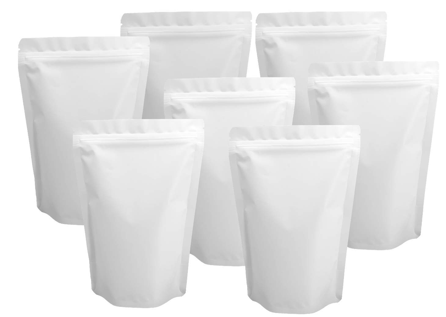Chamigon 100 Pack Resealable Mylar Stand Up Pouch for Food Storage - 4.3x6.3 Inches Smell Proof Packaging Bag, Heat Sealable Foil Zipper Bags, Sample Pouches – Matte White