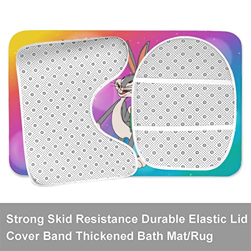 CYUASUAP 4Pcs B.ugs Bun.ny Shower Curtain Sets, with Non-Slip Rugs, Toilet Lid Cover and Bath Mat,Durable Watertight 70x 70 in
