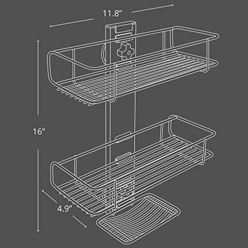 Bath Beyond BATHBEYOND Shower Caddy Suction Cup Tier Shower Shelf - Adjustable Shower Caddy 400 Stainless Steel No-Drilling and Extra Adhesive Sticker for More Stronger Suction (3Tier)