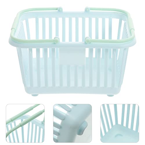 Toddmomy 3pcs Small Plastic Baskets Portable Shower Basket Grocery Baskets With Handles Plastic Beach Tote Small Basket with Handle for Organizing, Bathroom Kitchen Dorm Room Bedroom(Sky-blue)