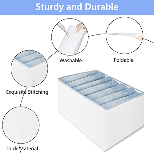 LICFBO Wardrobe Clothes Organizer for Drawer, Foldable Drawer Organizers for Clothing,7 Grids Clothes Drawer Organizer with Support, Wardrobe Closet Organizer for Jeans, Pants, T-shirts, Leggings