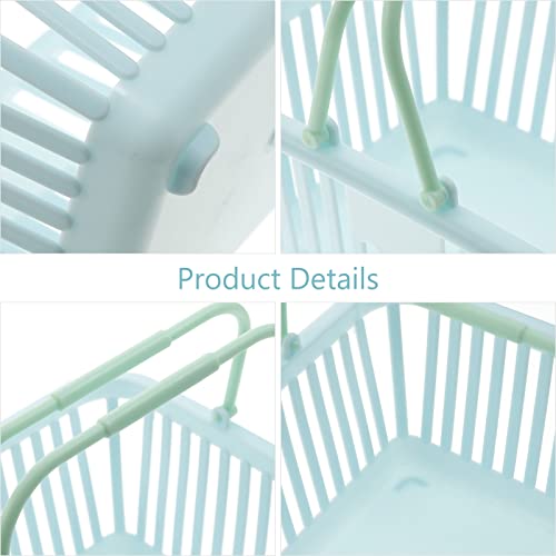 Toddmomy 3pcs Small Plastic Baskets Portable Shower Basket Grocery Baskets With Handles Plastic Beach Tote Small Basket with Handle for Organizing, Bathroom Kitchen Dorm Room Bedroom(Sky-blue)