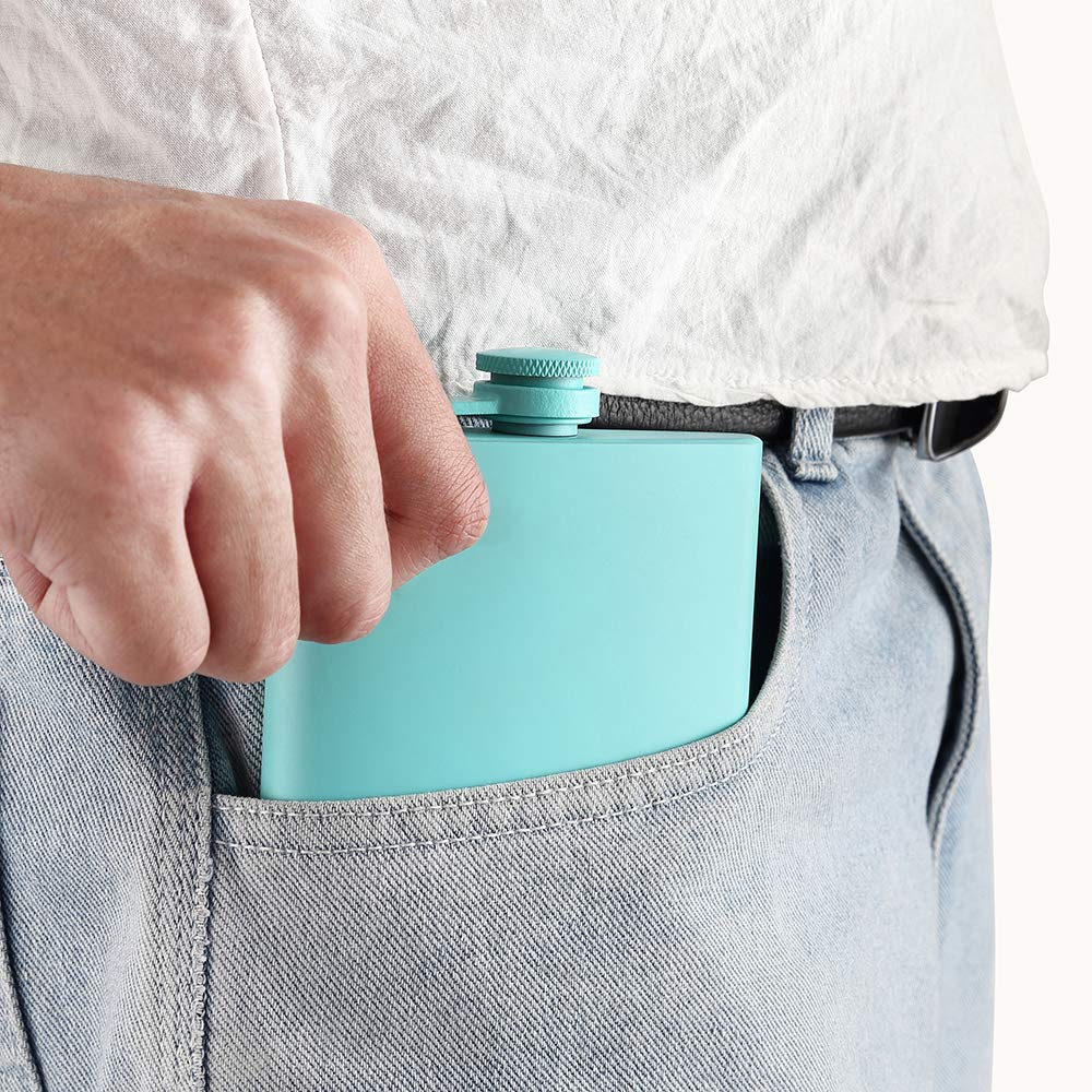 FYL Hip Flask for Liquor Matte Purple 8 Oz 18/8 Stainless Steel Leakproof with Funnel, Never-Lose Cap Flask