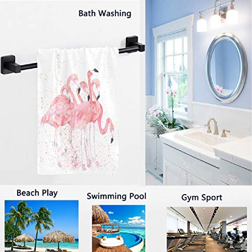 Naanle Stylish Splashing Pink Flamingo Print Soft Highly Absorbent Large Decorative Guest Hand Towels Multipurpose for Bathroom, Hotel, Gym and Spa (16 x 30 Inches)