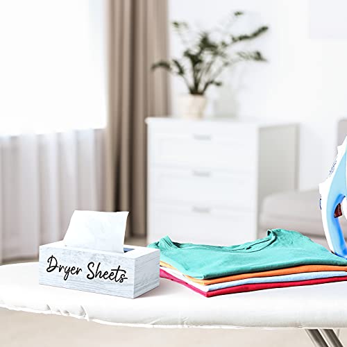 Dryer Sheet Dispenser for Laundry Room Decor Dryer Sheet Holder Dryer Sheet Container Laundry Detergent Dispenser for Elevating Your Home, 7.87 x 4.72 x 2.75 Inches (Grey Blue)