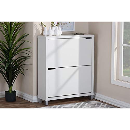 Home Square 2 Piece Modern Wood Shoe Cabinet Set in White