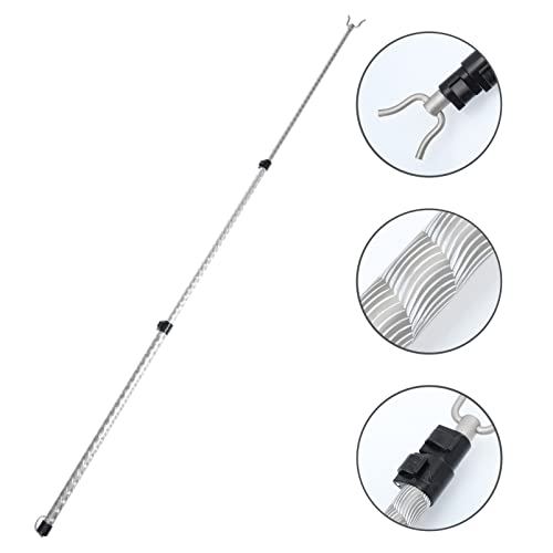 DOITOOL Garment Rod Hanger Retriever Pole- Adjustable High Reach Garment Hook Closet Pole- Extendable Reaching Stick Pole to Easily Reach Clothes and Closet Poles (Silver) Garment Hook Reach Pole