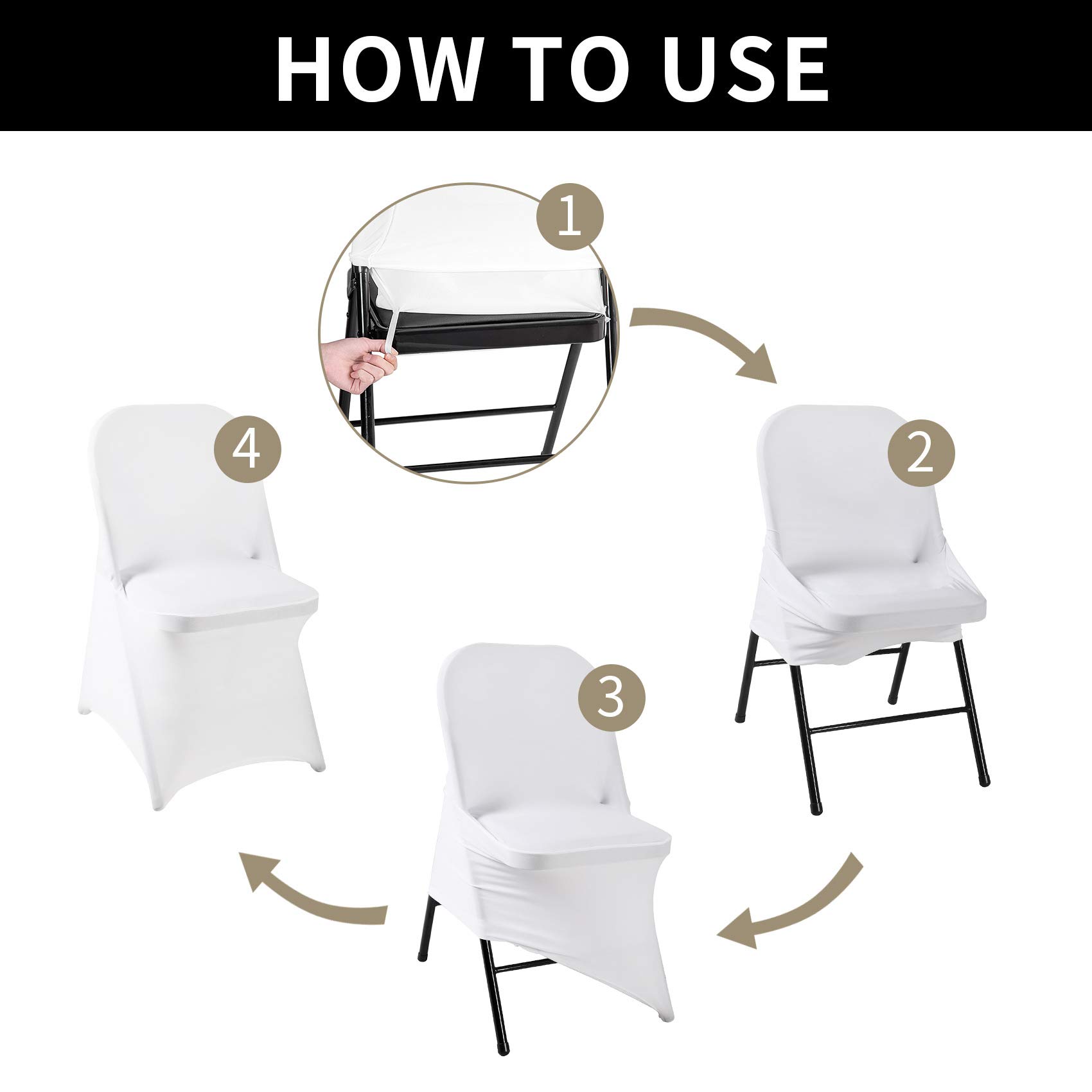 Ascoza 20 Pack White Spandex Folding Chair Covers in Stretch Washable Fabric for Wedding, Party,Holidays,Celebration and Other Special Events