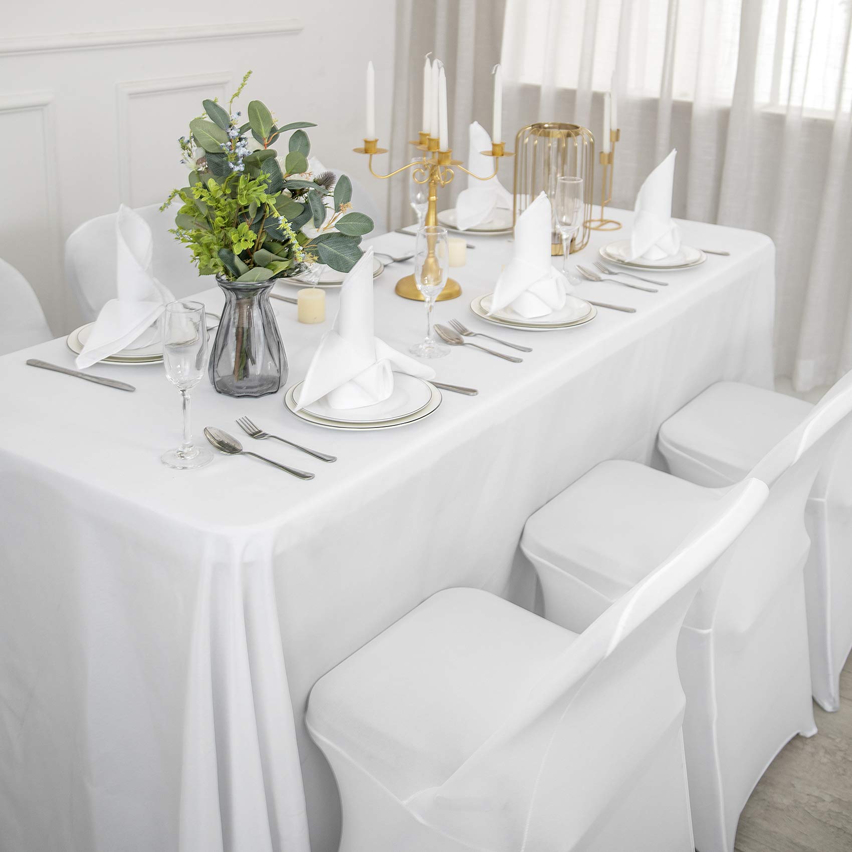 Ascoza 20 Pack White Spandex Folding Chair Covers in Stretch Washable Fabric for Wedding, Party,Holidays,Celebration and Other Special Events