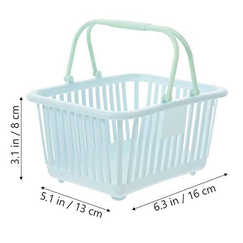 Toddmomy 3pcs Small Plastic Baskets Portable Shower Basket Grocery Baskets With Handles Plastic Beach Tote Small Basket with Handle for Organizing, Bathroom Kitchen Dorm Room Bedroom(Sky-blue)