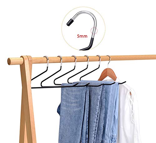 Cicilin Pants Hangers 10 Pack Strong and Durable Anti-Rust Chrome Metal Hangers, Non Slip Rubber Coating, Slim & Space Saving, Open Ended Design for Easy-Slide Pant, Jeans, Slacks