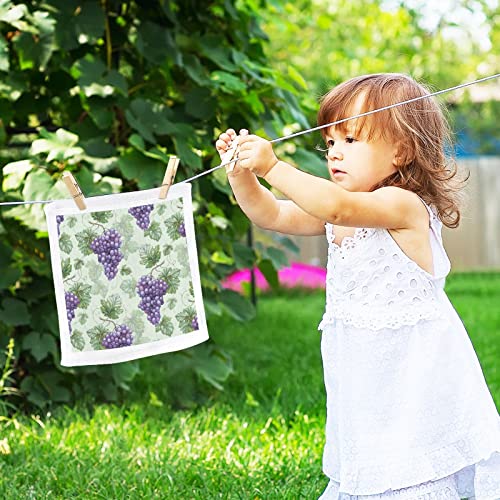 ALAZA Grapes Purple Towels Cotton Washcloths Set, Extra Absorbent Fast Drying Face-Cloth Washcloths, Soft Fingertip Towel for Hotel,Spa,Kitchen,12'' x 12'' (6 Pack)