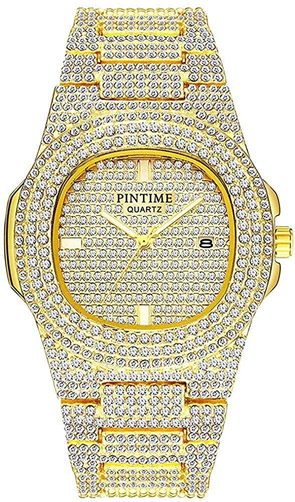 Luxury Unisex Watch Crystal Diamond Watches Big Face Women's Men's Quartz Watch Gold Color Silver Color Rose Gold Color Stainless Steel Wrist Watch (Gold)