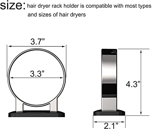Fysupotsu Hair Dryer Holder Wall Mount,Self Adhesive Hair Tool Organizer Storage,Bathroom Hair Accessories Organizer,Blow Dryer Holder No Drilling (Full Black)