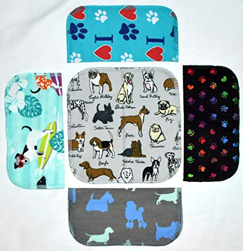 1 Ply Printed Flannel 8x8 Inches Little Wipes Set of 5 I Woof You