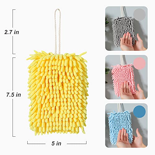 4 Pack Chenille Hand Towel Ball Soft Absorbent Microfiber Hanging Hand Towels Plush Quick-Drying Chenille Ball Hand Towels with Hanging Loops for Bathroom Kitchen (Multicolor)