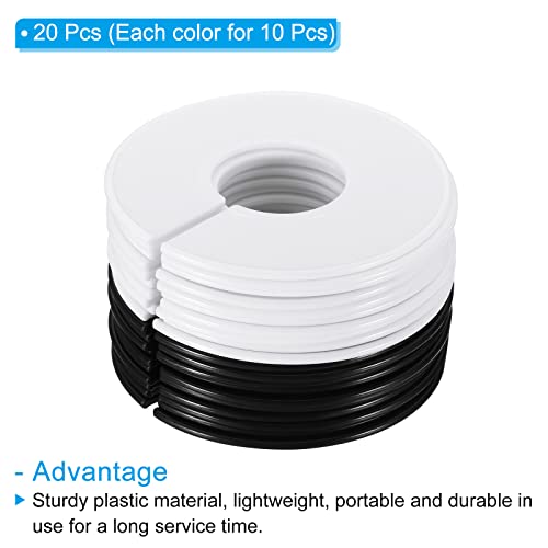 PATIKIL Clothes Dividers, 20 Pack Closet Clothing Rack Size Dividers Blank Labels Sorting Round Separator for Closet, Black White