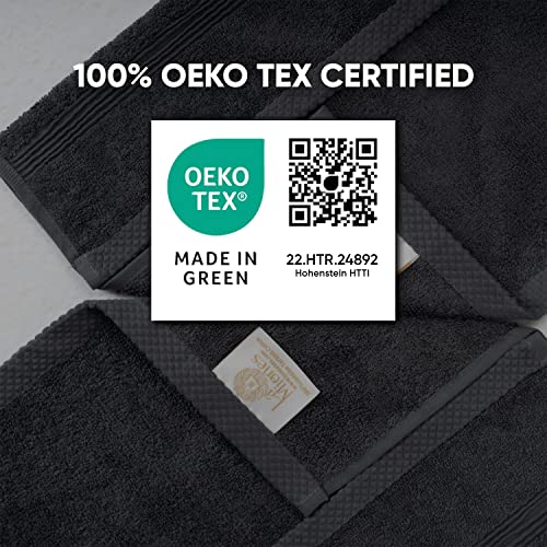 La Miones | 100% Turkish Cotton, Face Washcloths for Bathrooms | Quick Dry Wash Rags for Kitchen, Best for Makeup | Small Wash Cloths for Your Face and Body | Dark Gray
