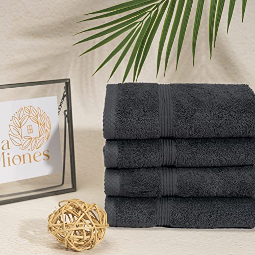 La Miones | 100% Turkish Cotton, Face Washcloths for Bathrooms | Quick Dry Wash Rags for Kitchen, Best for Makeup | Small Wash Cloths for Your Face and Body | Dark Gray