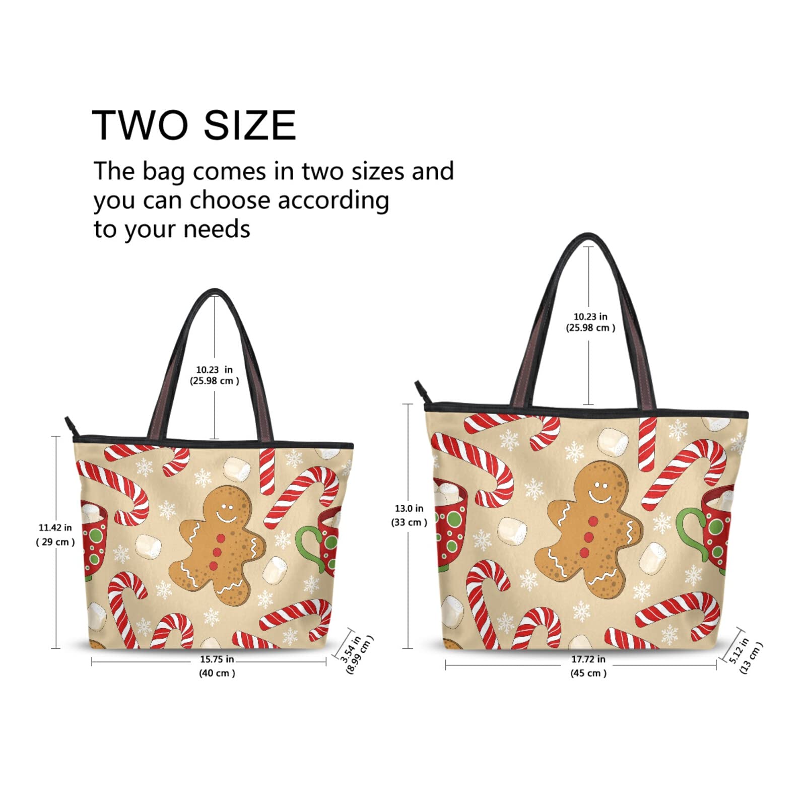 KFBE Christmas Gingerbread Women Tote Bags Snowflake Top Handle Satchel Handbags Purse Shoulder Bag for Shopping M 2080395