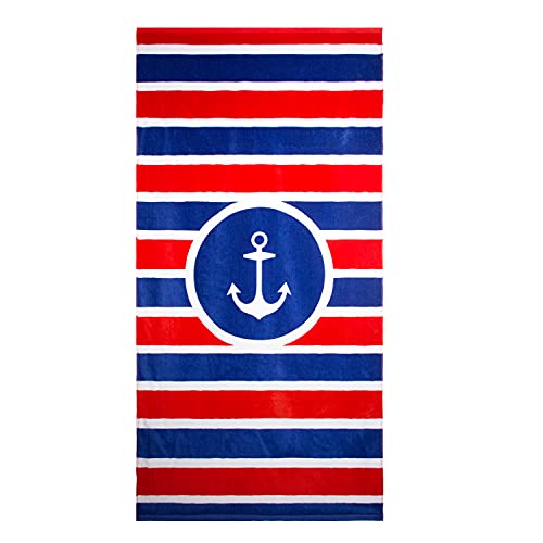 Outdoor Living Patriotic Beach Towel 4 Pack Set in Variety Stars, Stripes, Anchor, Flag