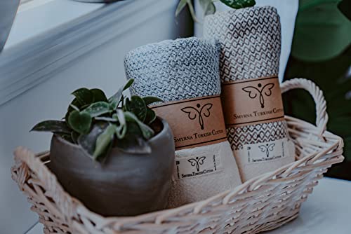 SMYRNA TURKISH COTTON Wash Cloths Pack of 6 | 100% Natural Cotton, 12"x17" | Versatile Bath Towels for Bathroom, Hotel, SPA | Ultra Soft, Absorbent, Prewashed and Quick Dry Turkish Hand Towels (Gray)