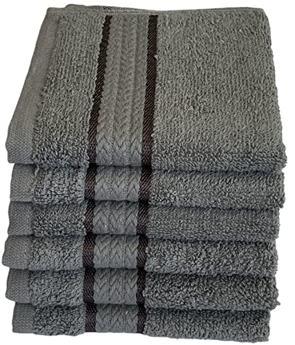 Washcloths, Set of 6 - 100% Ring Spun Cotton Wash Cloth β Thick Loop Pile Washcloth - Extra Absorbent and Soft β Lint Free Face Towel β Perfect for Bathroom Machine Washable Size 12 X 12 inch.